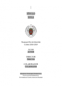 La portada del TFM - Grado y Master